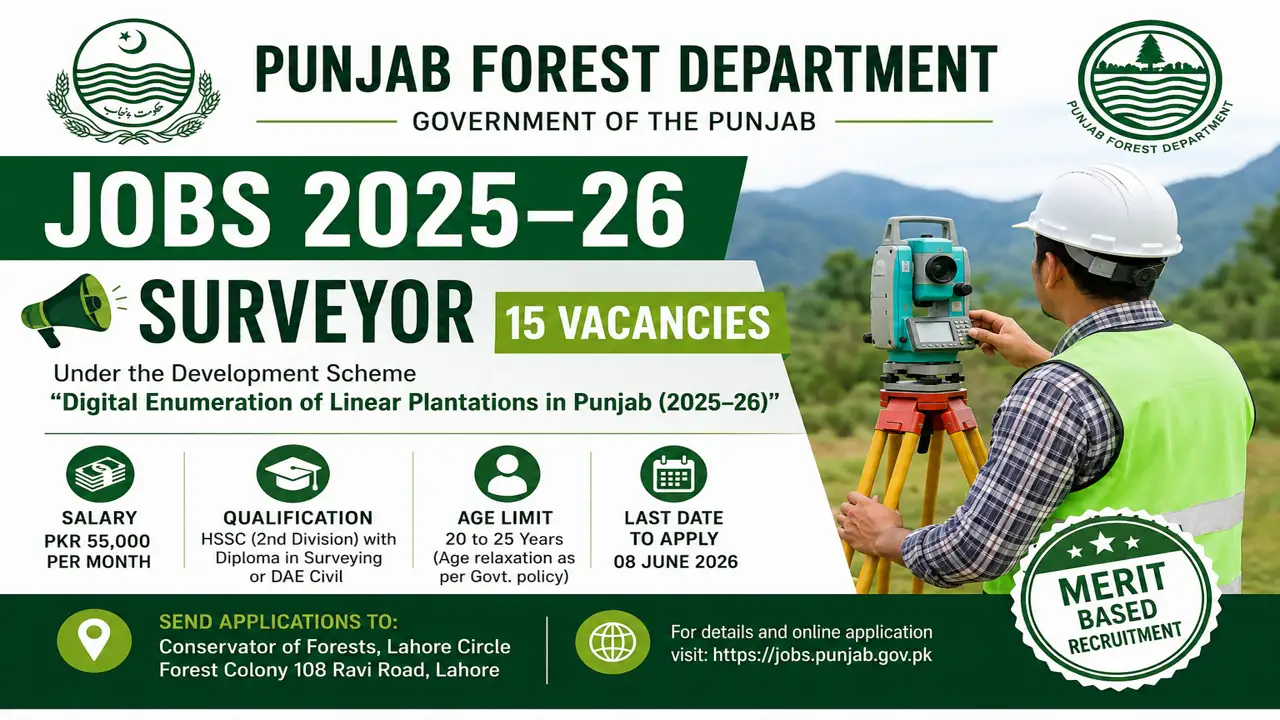 Punjab Forest Department Jobs 2025–26 Surveyor Vacancies – Mukammal Tafseel